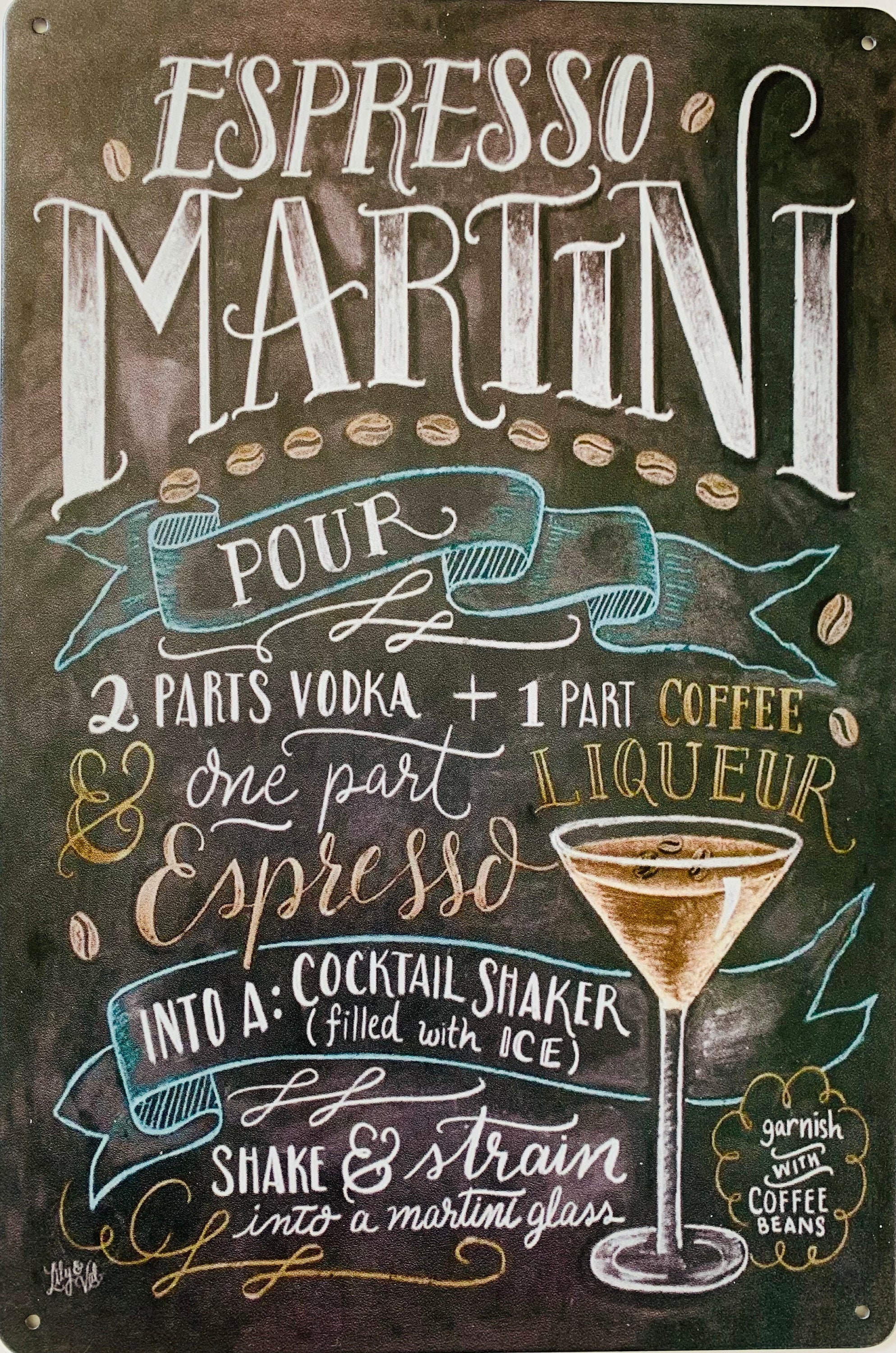 Espresso Martini Retro Metal Sign/Plaque Kitchen Gift Shabby | Etsy
