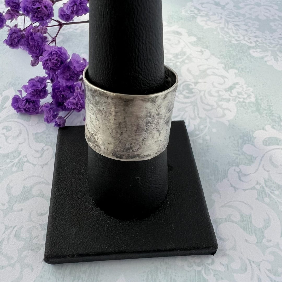 Antiqued Sterling Silver Chucky Wide Band Ring, Handmade, Gift for Her ...