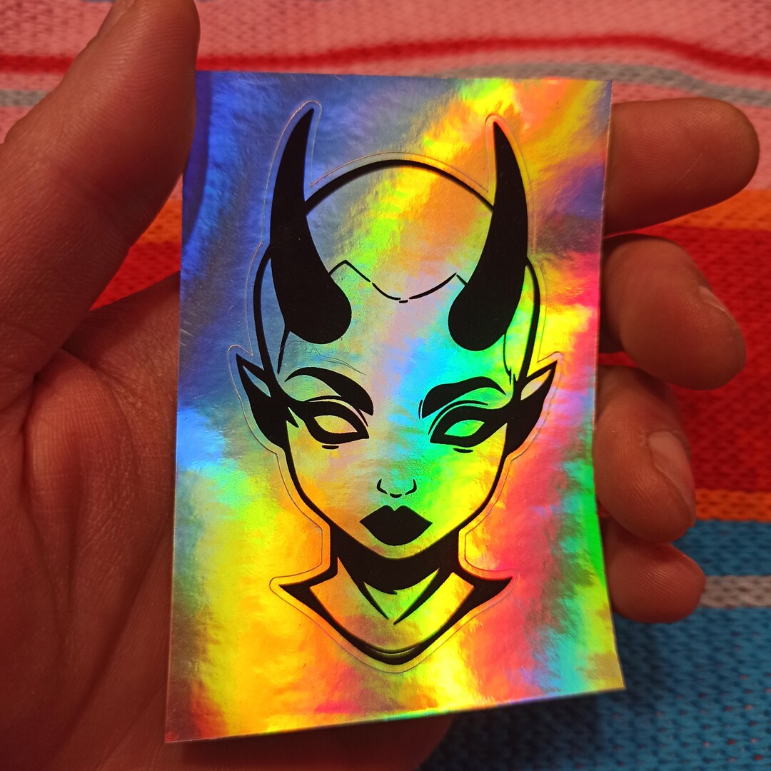 Holographic Sticker, Devil Girl Sticker, Psychodelic Sticker ...