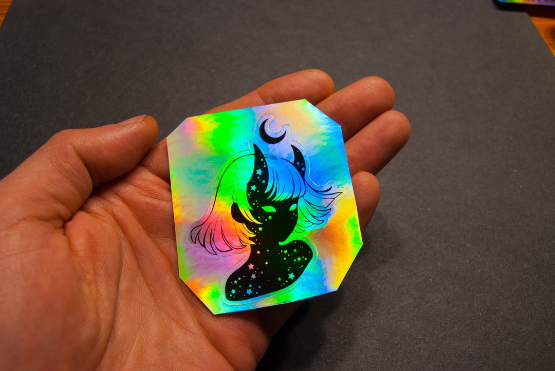 Holographic Sticker, Devil Girl Sticker, Psychodelic Sticker ...