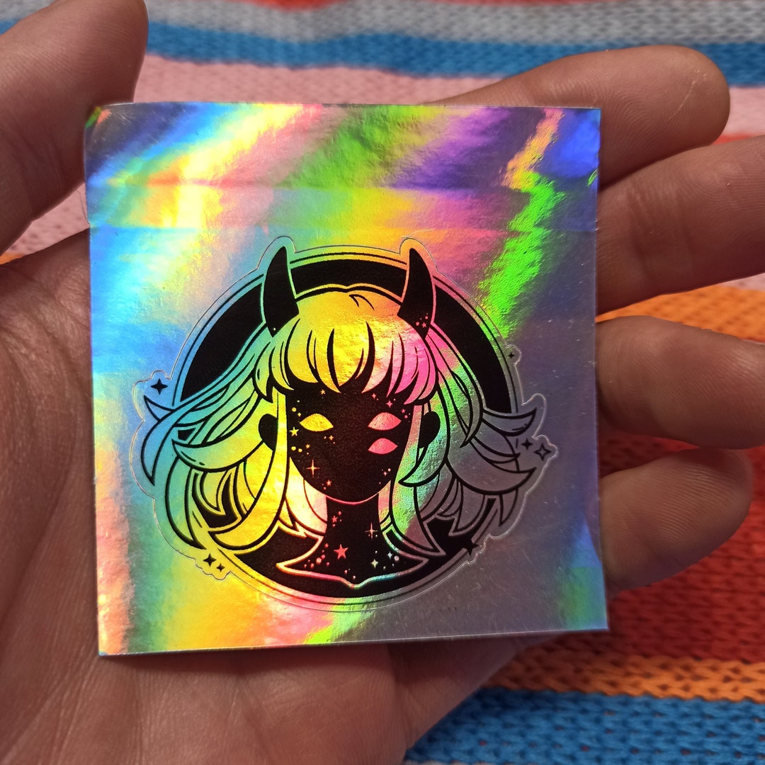 Holographic Sticker, Devil Girl Sticker, Psychodelic Sticker ...