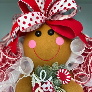 Gingerbread Girl Christmas Peppermint Wreath for Front Door ...