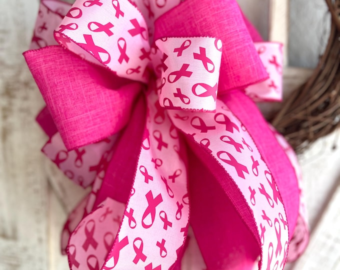 Breast Cancer Awareness Bow, Awareness Bow for Wreath, Breast Cancer ...