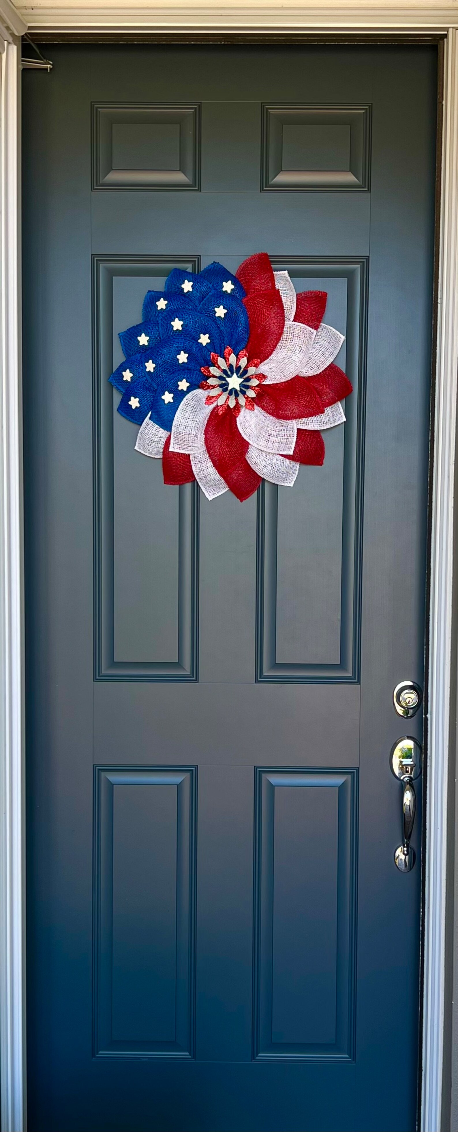 Patriotic Wreath for Front Door, Memorial Day Flower Stars, Red White ...