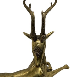 VTG Brass Gazelle Antelope Impala Deer Statue Large Antlers Laying MCM ...