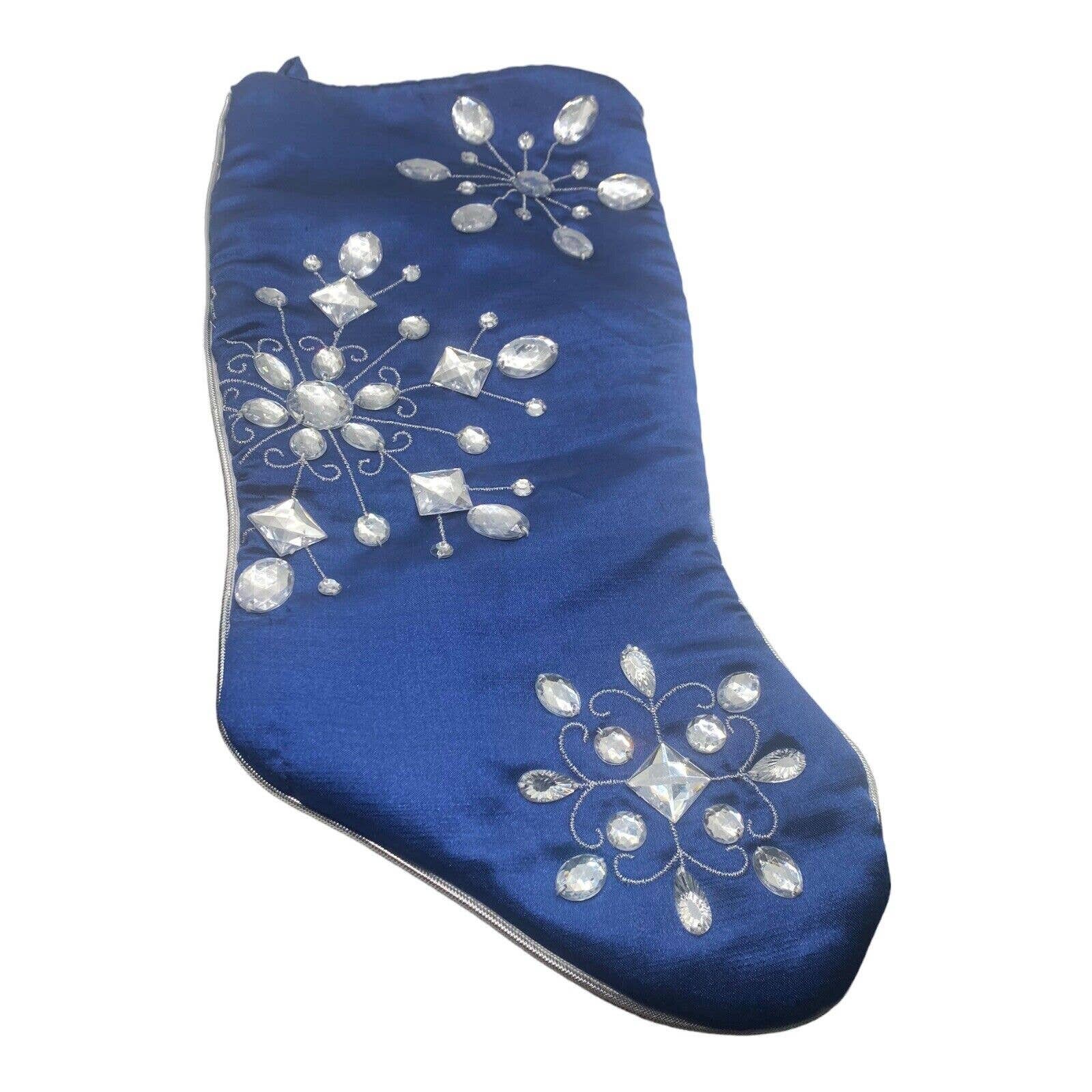 Christmas Eve by Santas Best Blue Satin Christmas Stocking Faceted ...