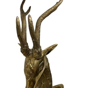 VTG Brass Gazelle Antelope Impala Deer Statue Large Antlers Laying MCM ...