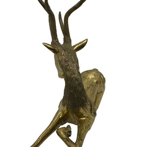 VTG Brass Gazelle Antelope Impala Deer Statue Large Antlers Laying MCM ...