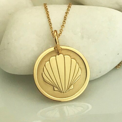 Real 14k Solid Gold Seashell Necklace Personalized Seashell - Etsy