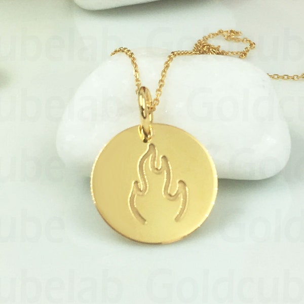 Solid Gold Flame Pendants - Etsy