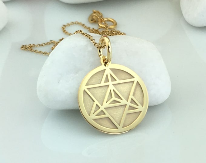 Silver and Gold 14K Merkaba Pendant 3d Star of David 3d - Etsy Israel