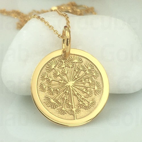 Real 14k Solid Gold Dandelion Necklace Pesronalized Dandelion - Etsy