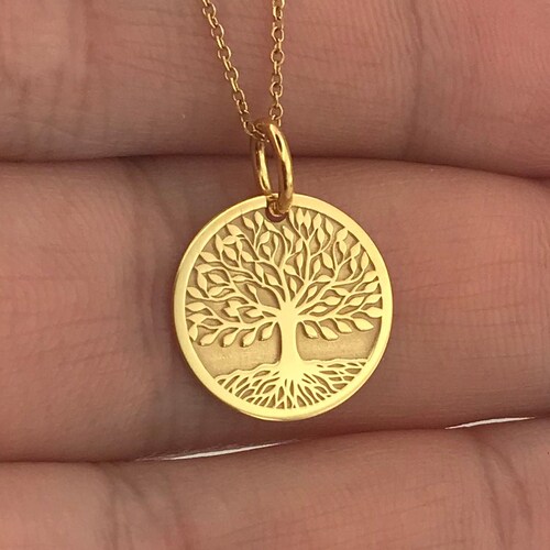 Dainty 14k Solid Gold Tree of Life Necklace Gold Tree - Etsy