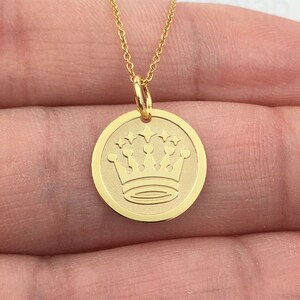 Real 14k Solid Gold Crown Necklace, Personalized Crown Pendant ...