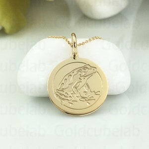 Real 14k Solid Gold Frog Necklace, Personalized Frog Pendant, Charm Frog Jewelry, Dainty Poison ...