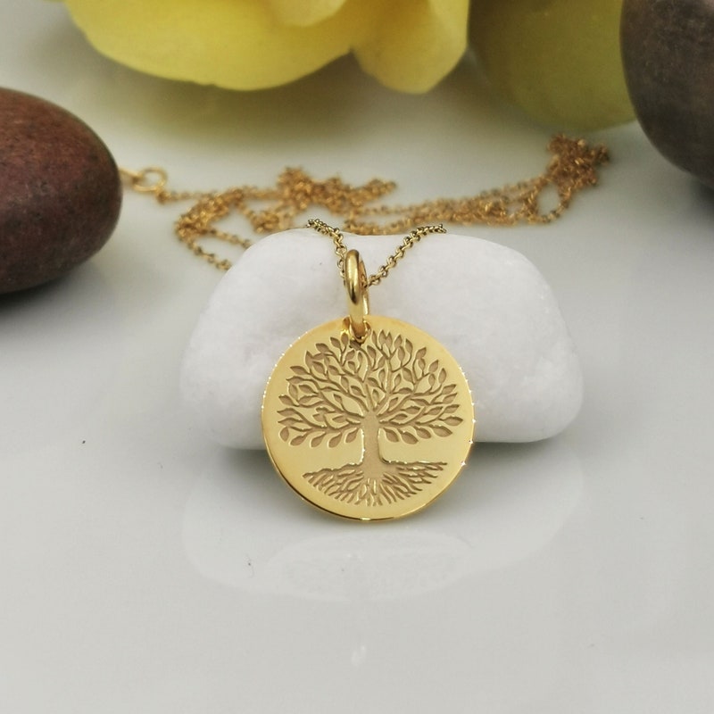 Gold Tree Pendant - Etsy