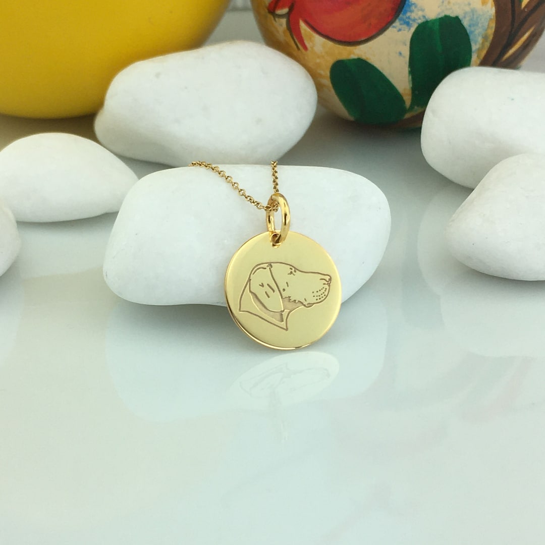 Real 14k Solid Gold German Shorthaired Pointer Necklace, Personalized ...