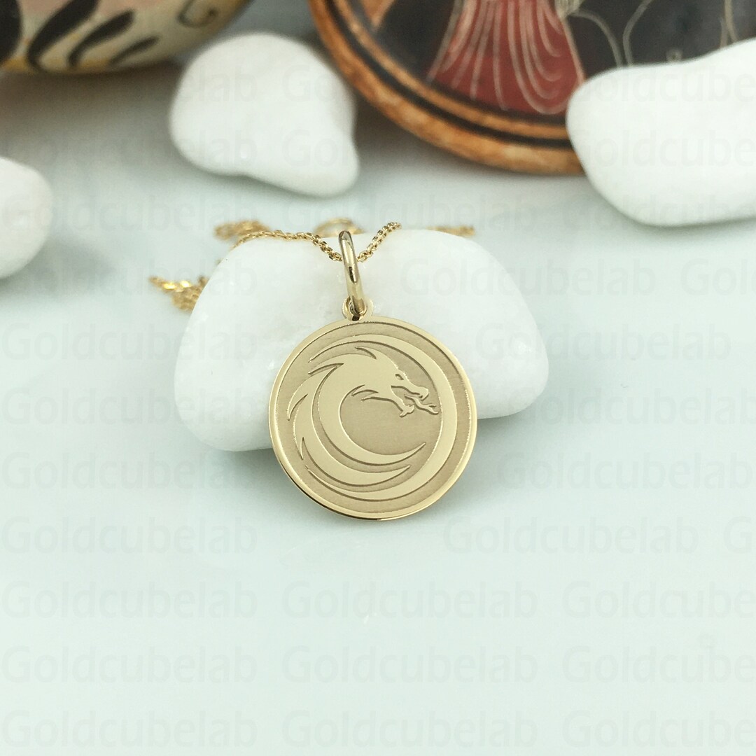 Real 14k Solid Gold Chinese Dragon Necklace, Personalized Dragon ...
