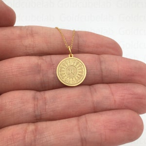 Real 14k Solid Gold Roulette Wheel Necklace, Personalized Roulette ...