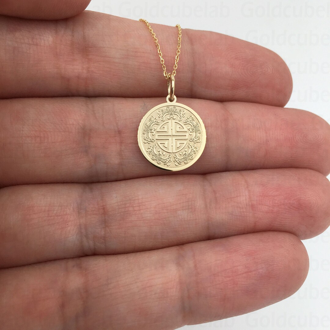 Real 14k Solid Gold Five Bats Necklace, Personalized Pendant, Good Luck ...