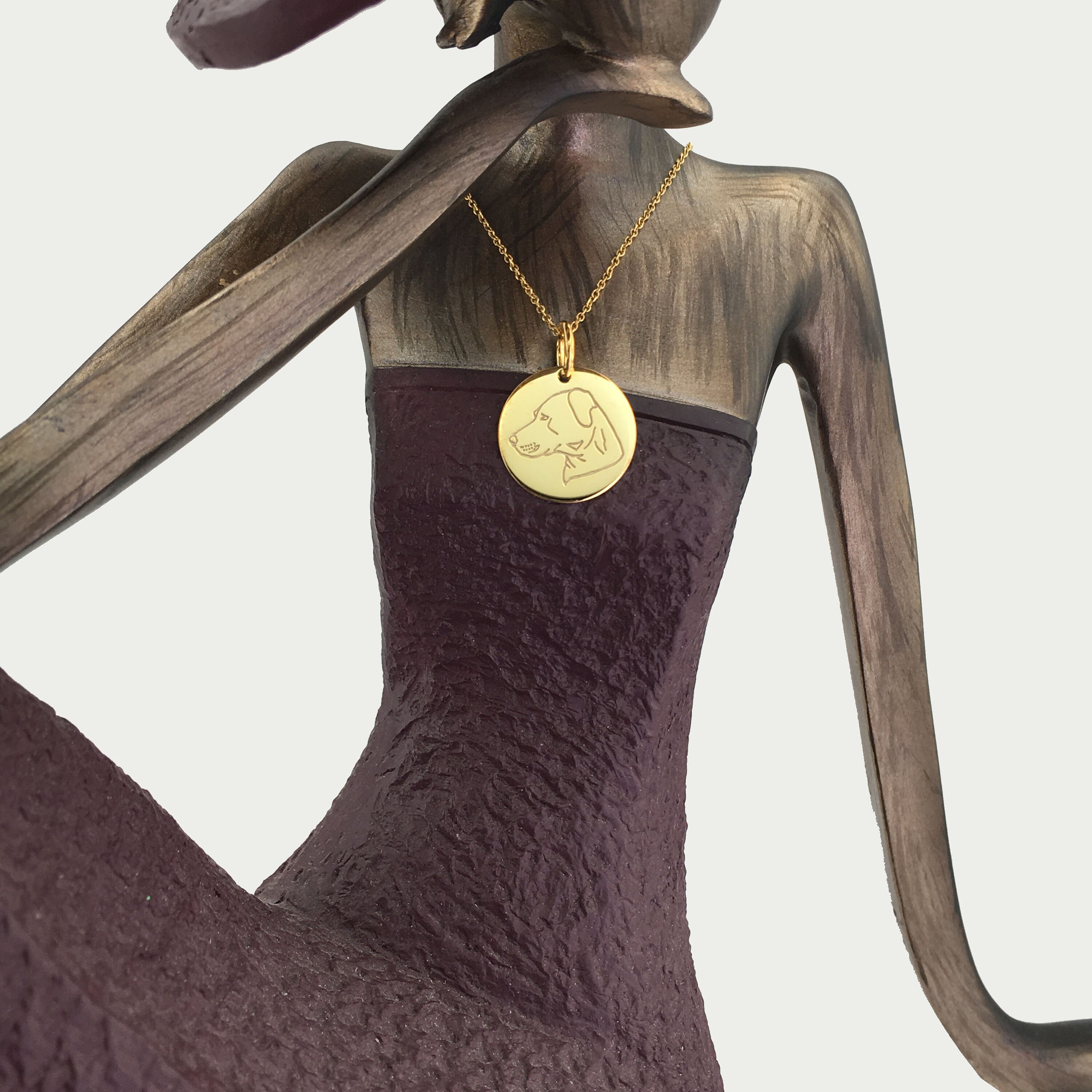 Real 14k Solid Gold Labrador Retriever Necklace, Personalized Gold ...