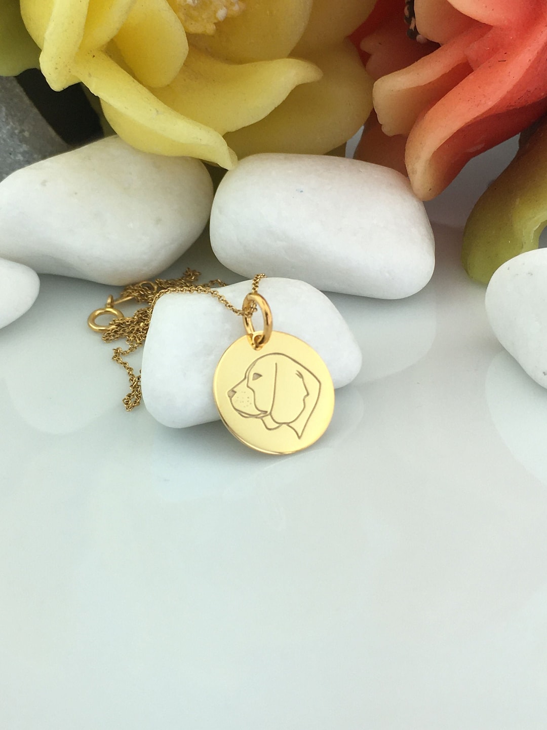 Real 14k Solid Gold Beagle Necklace, Personalized Gold Beagle Pendant ...