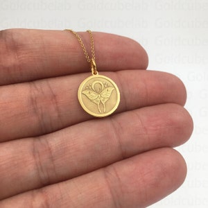 Real 14k Solid Gold Moth Necklace, Personalized Moth Pendant, Dainty ...