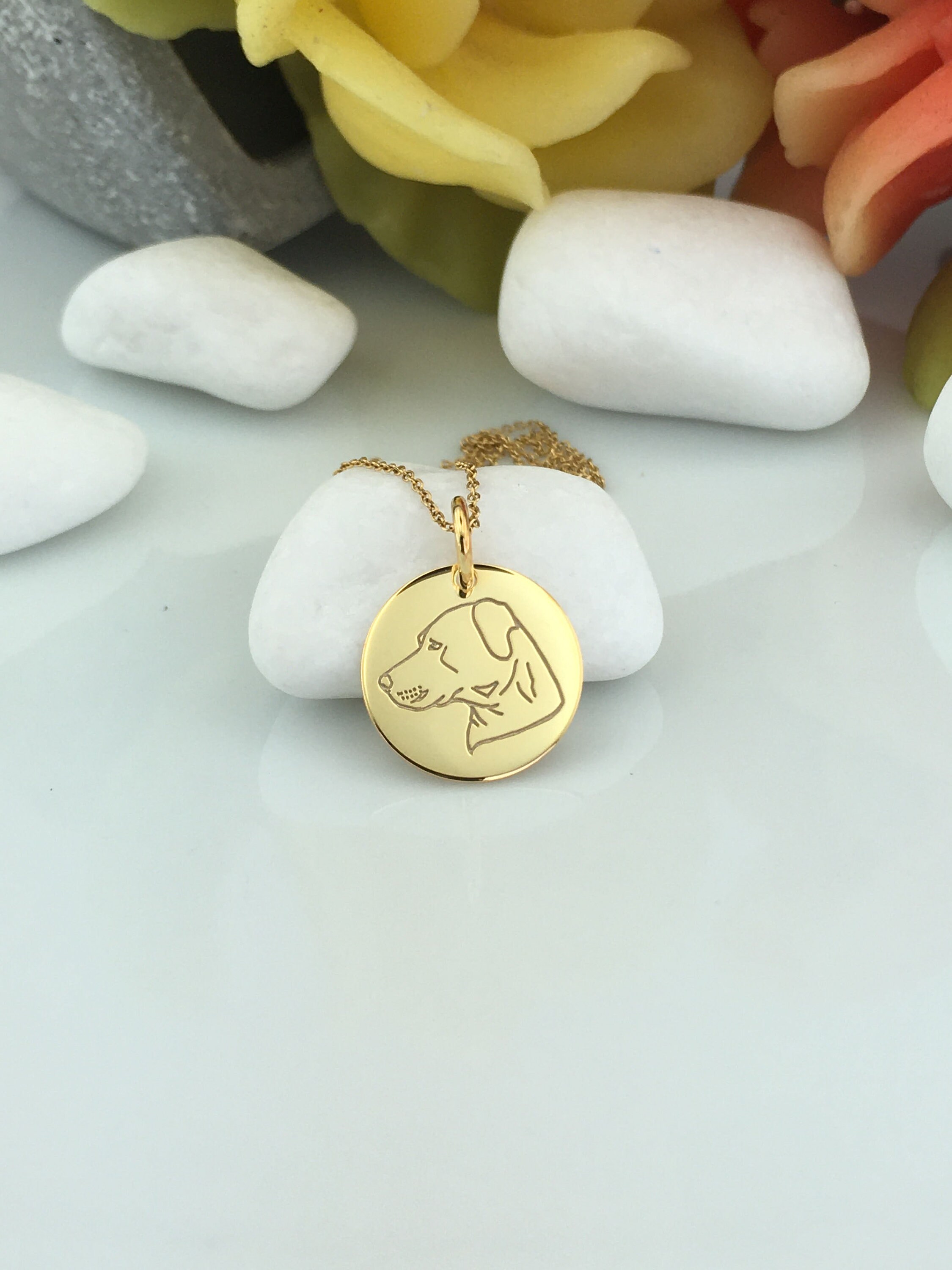 Real 14k Solid Gold Labrador Retriever Necklace Personalized | Etsy