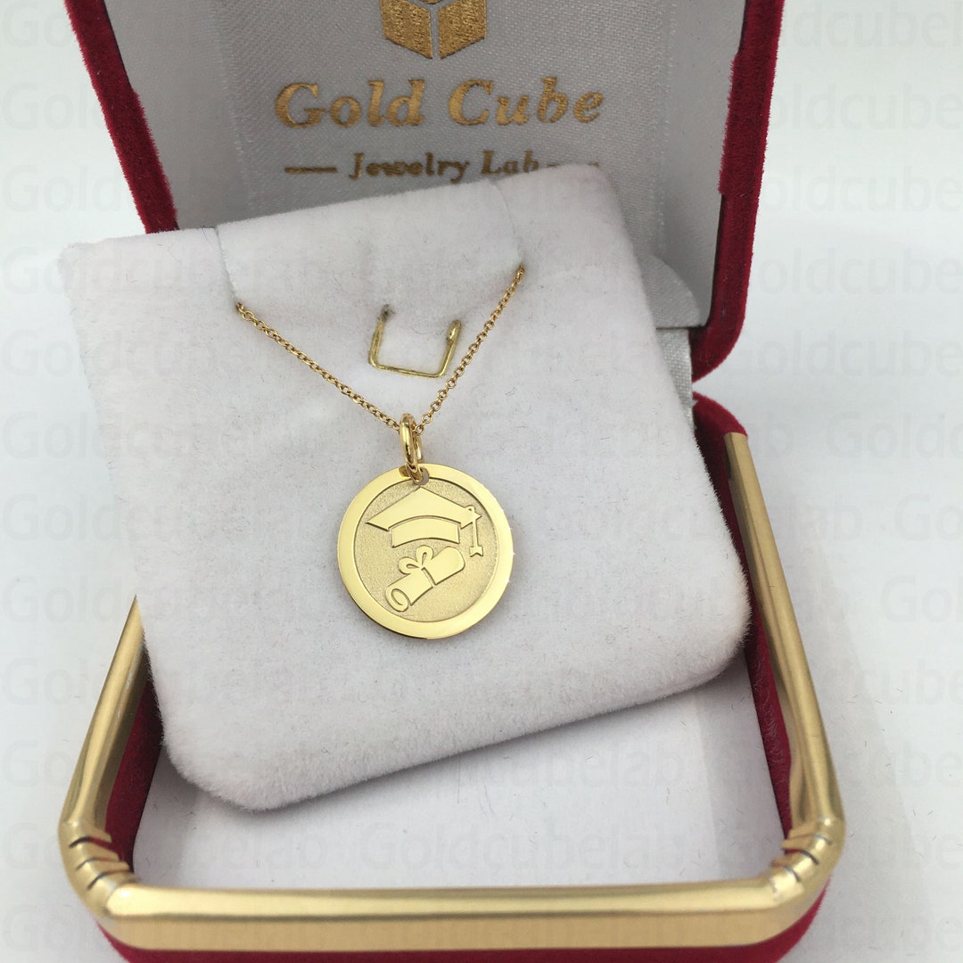 Real 14k Solid Gold Graduation Necklace, Personalized Graduation ...