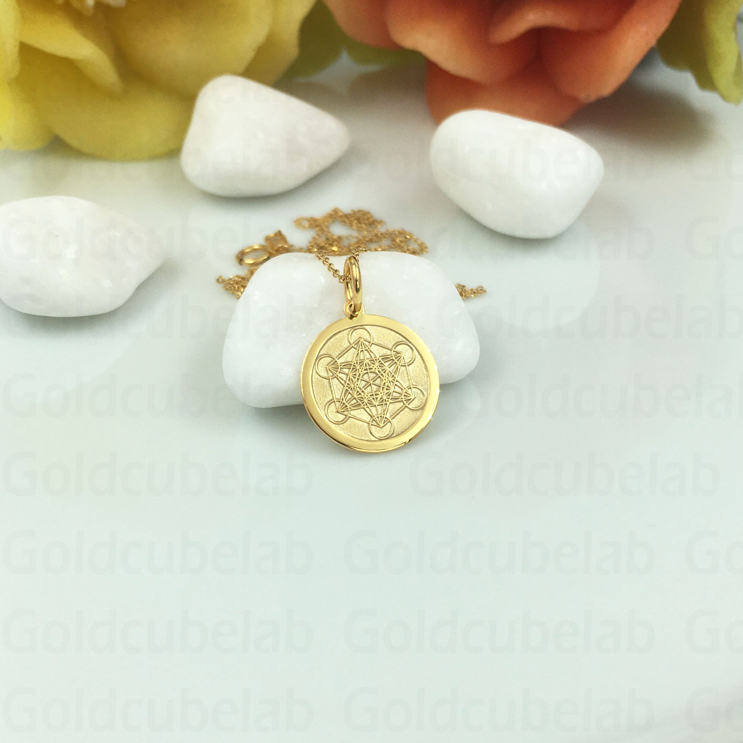 Real 14k Solid Gold Metatron Necklace Personalized Metatron - Etsy