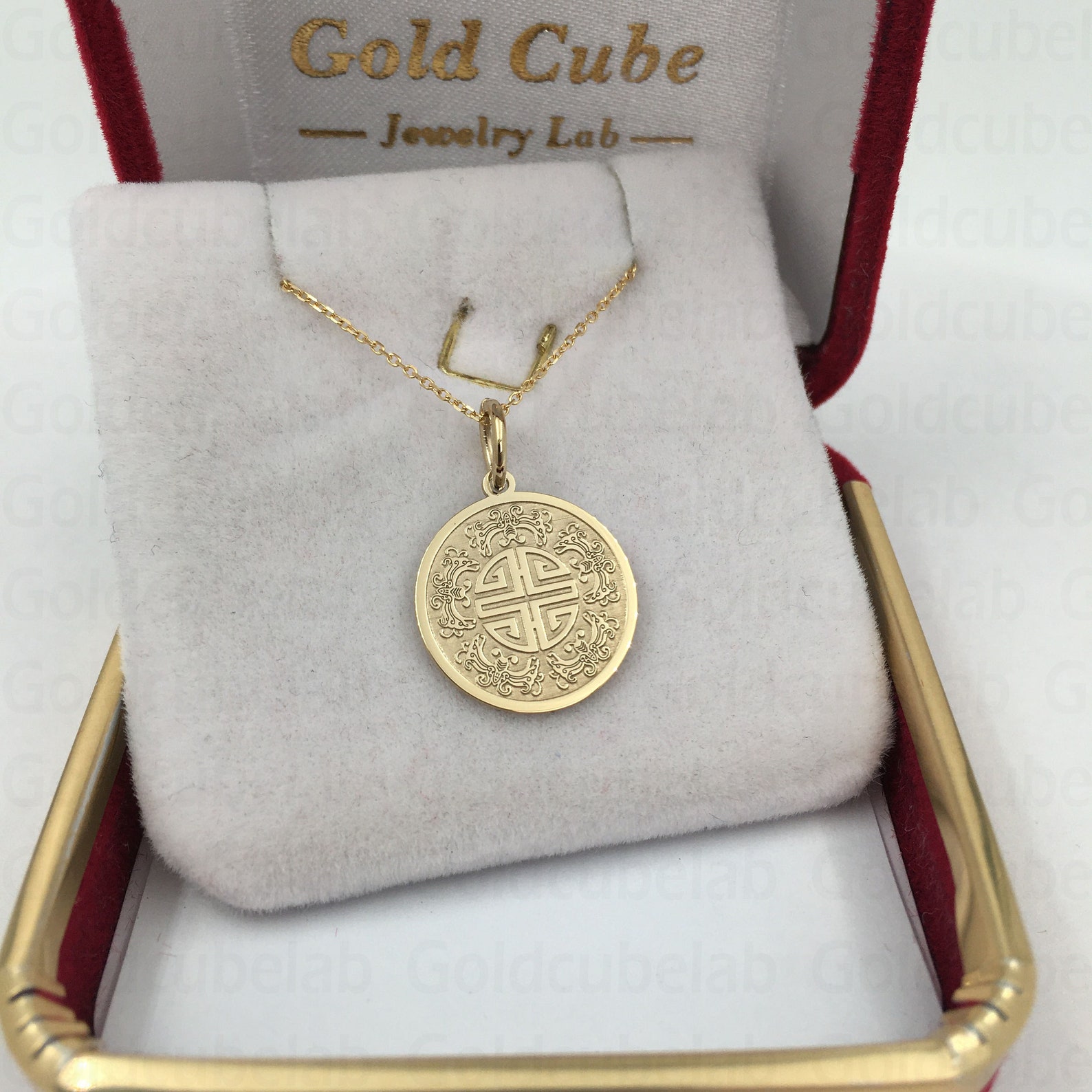 Real 14k Solid Gold Five Bats Necklace, Personalized Pendant, Good Luck ...