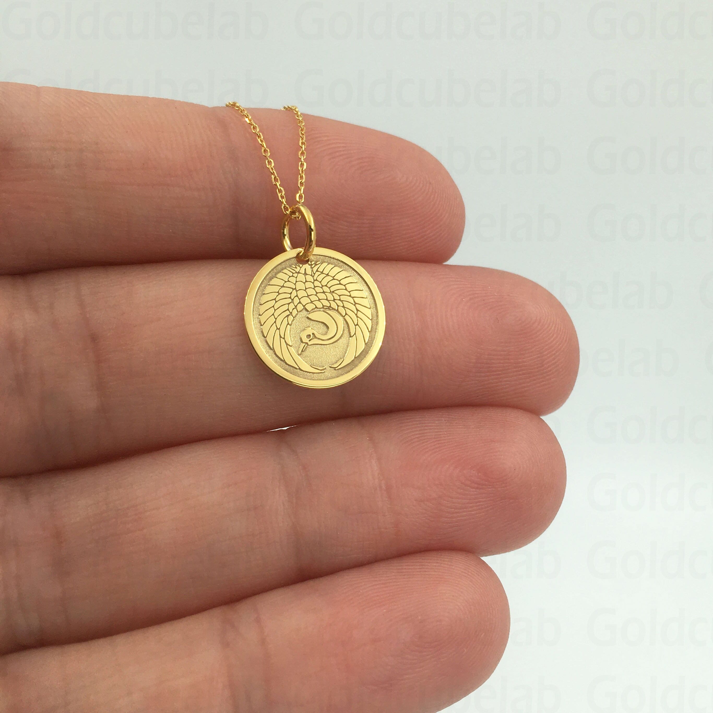 Real 14k Solid Gold Crane Necklace Personalized Crane - Etsy