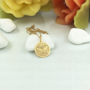 Real 14k Solid Gold Moth Necklace, Personalized Moth Pendant, Dainty ...