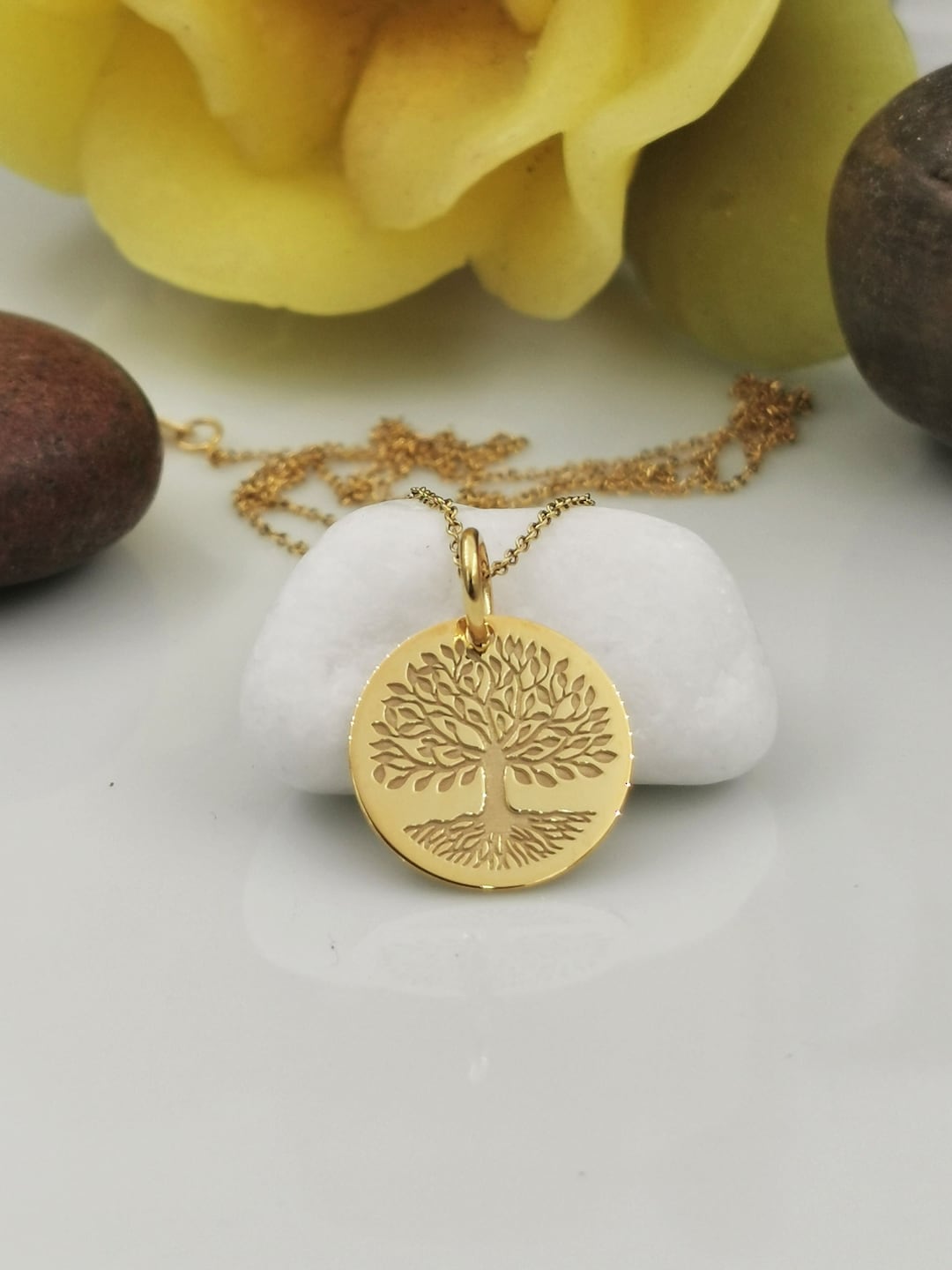 Real 14k Solid Gold Tree of Life Necklace, Personalized Tree of Life ...