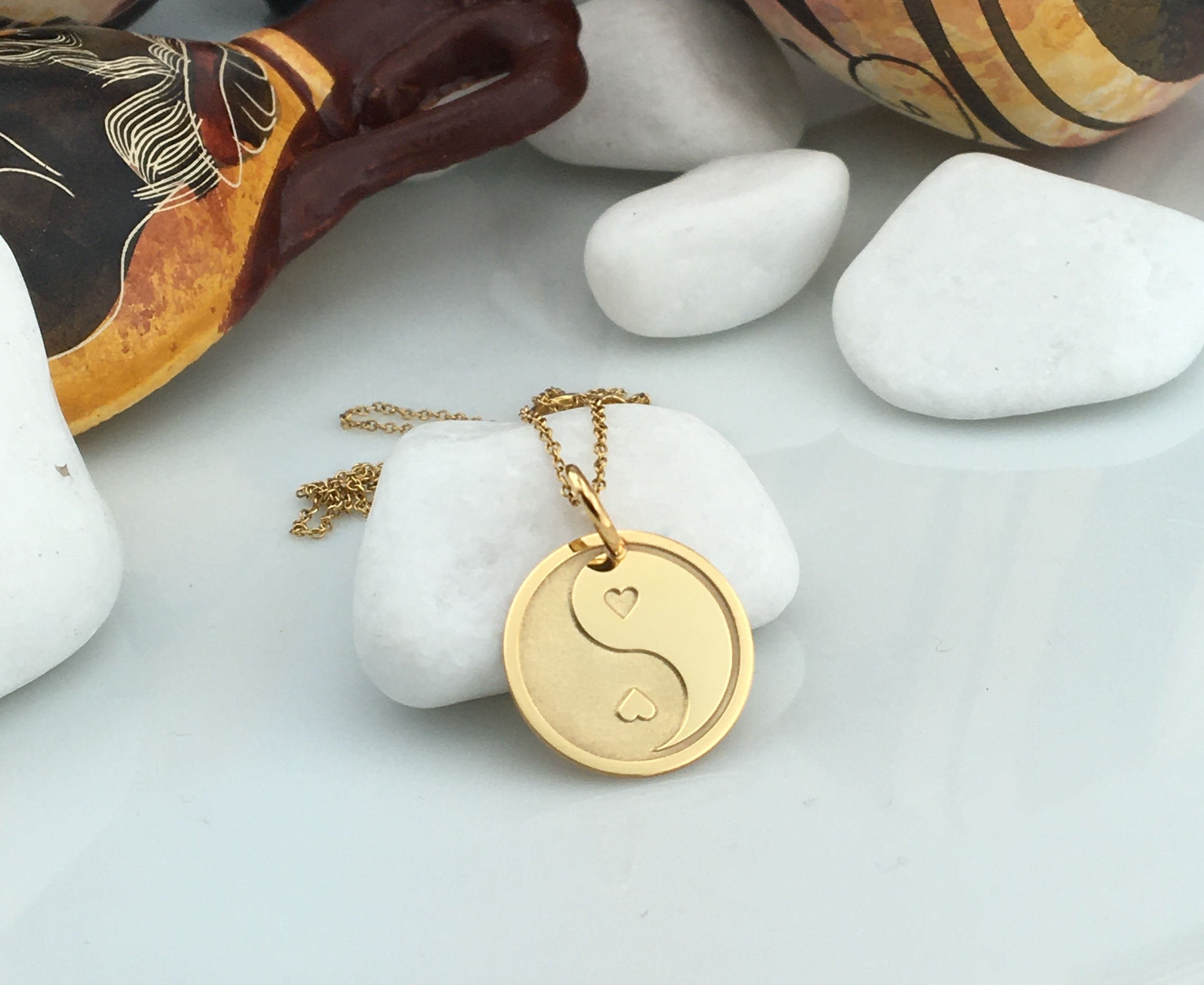 Real 14k Solid Gold Yin Yang Necklace Pesronalized Yin Yang - Etsy