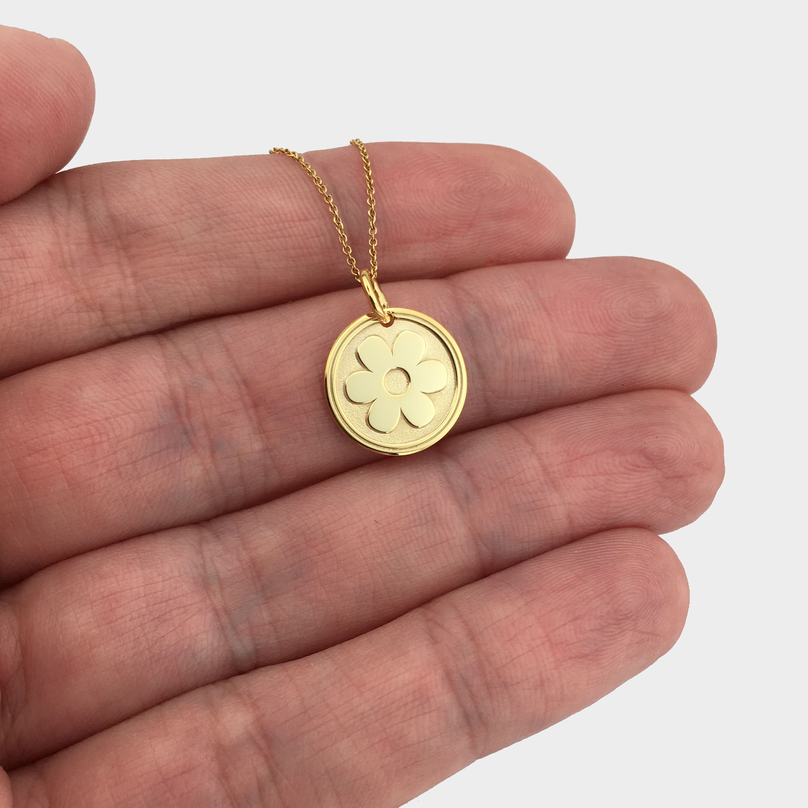 Real 14k Solid Gold Daisy Flower Necklace Personalized Daisy - Etsy