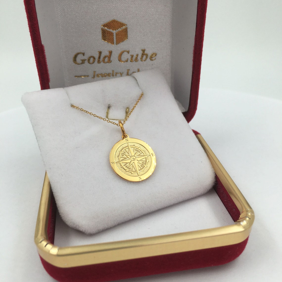 Real 14k Solid Gold Compass Necklace Navigation Compass - Etsy