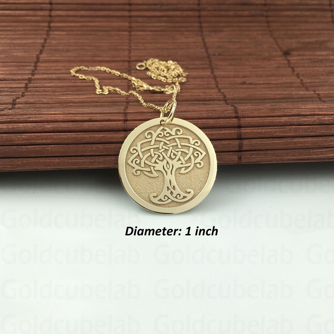 Real 14k Solid Gold Celtic Tree of Life Necklace, Personalized Tree of ...