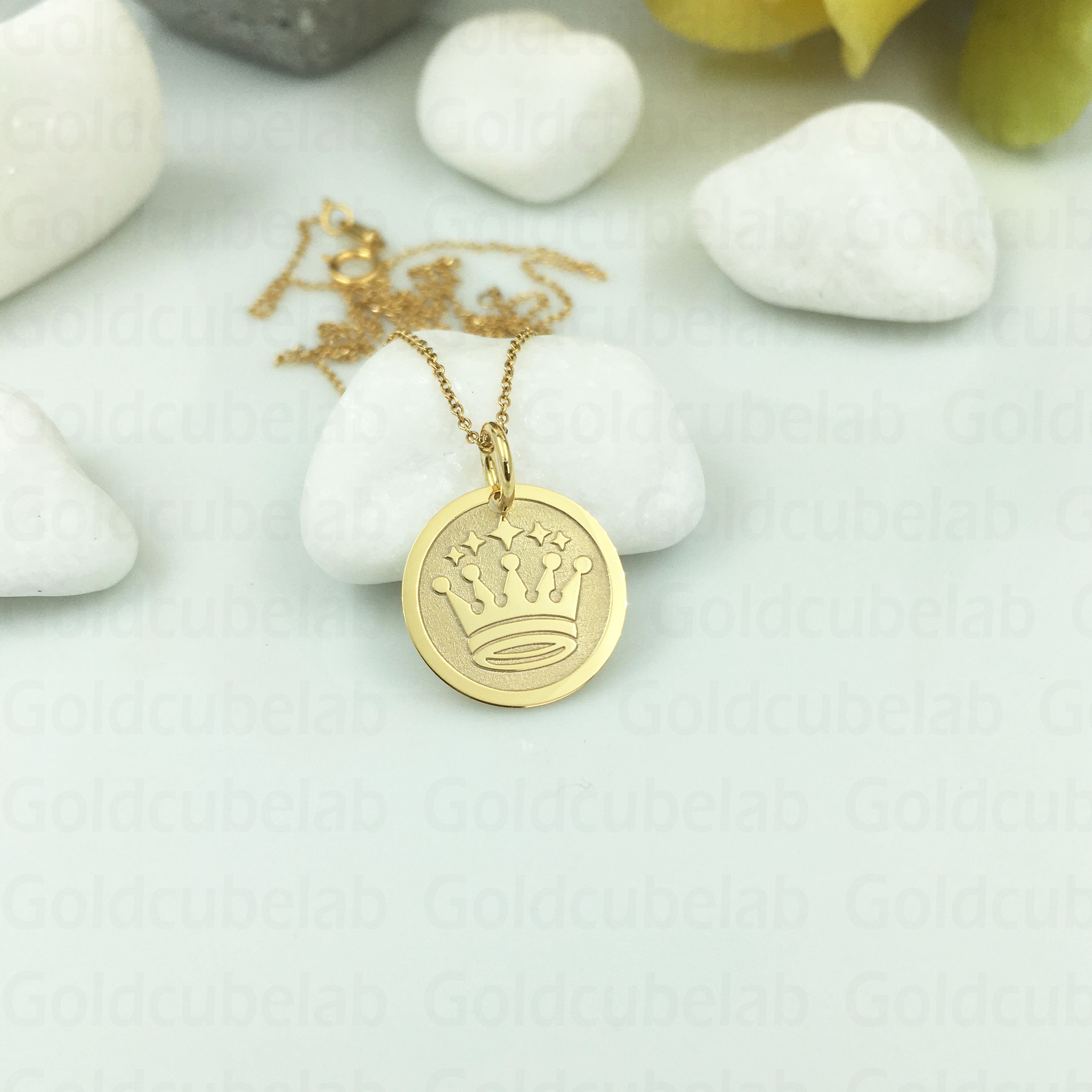 Real 14k Solid Gold Crown Necklace Personalized Crown - Etsy