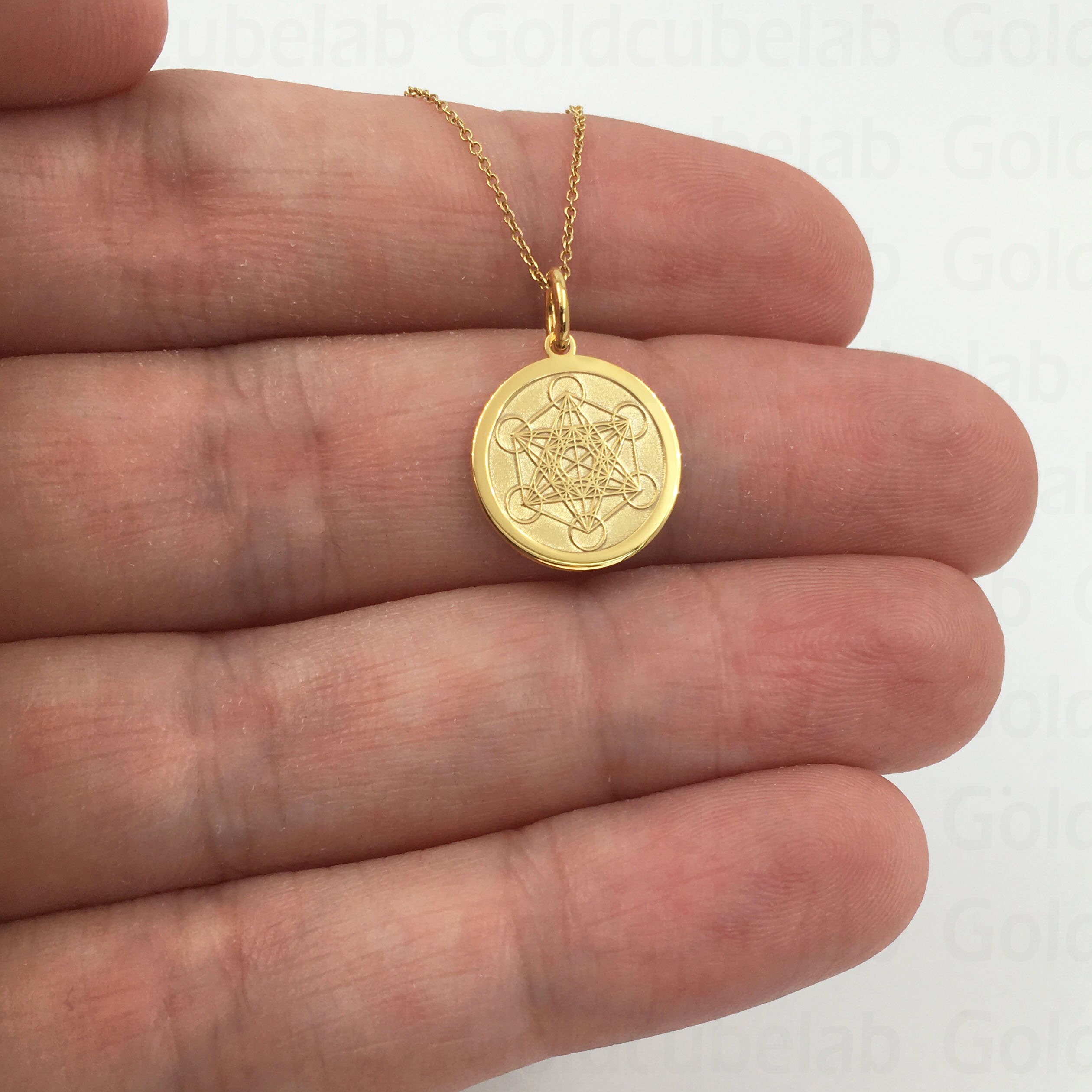 Real 14k Solid Gold Metatron Necklace Personalized Metatron - Etsy