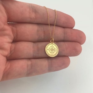 Real 14k Solid Gold Compass Necklace, Personalized Gold Compass Pendant ...