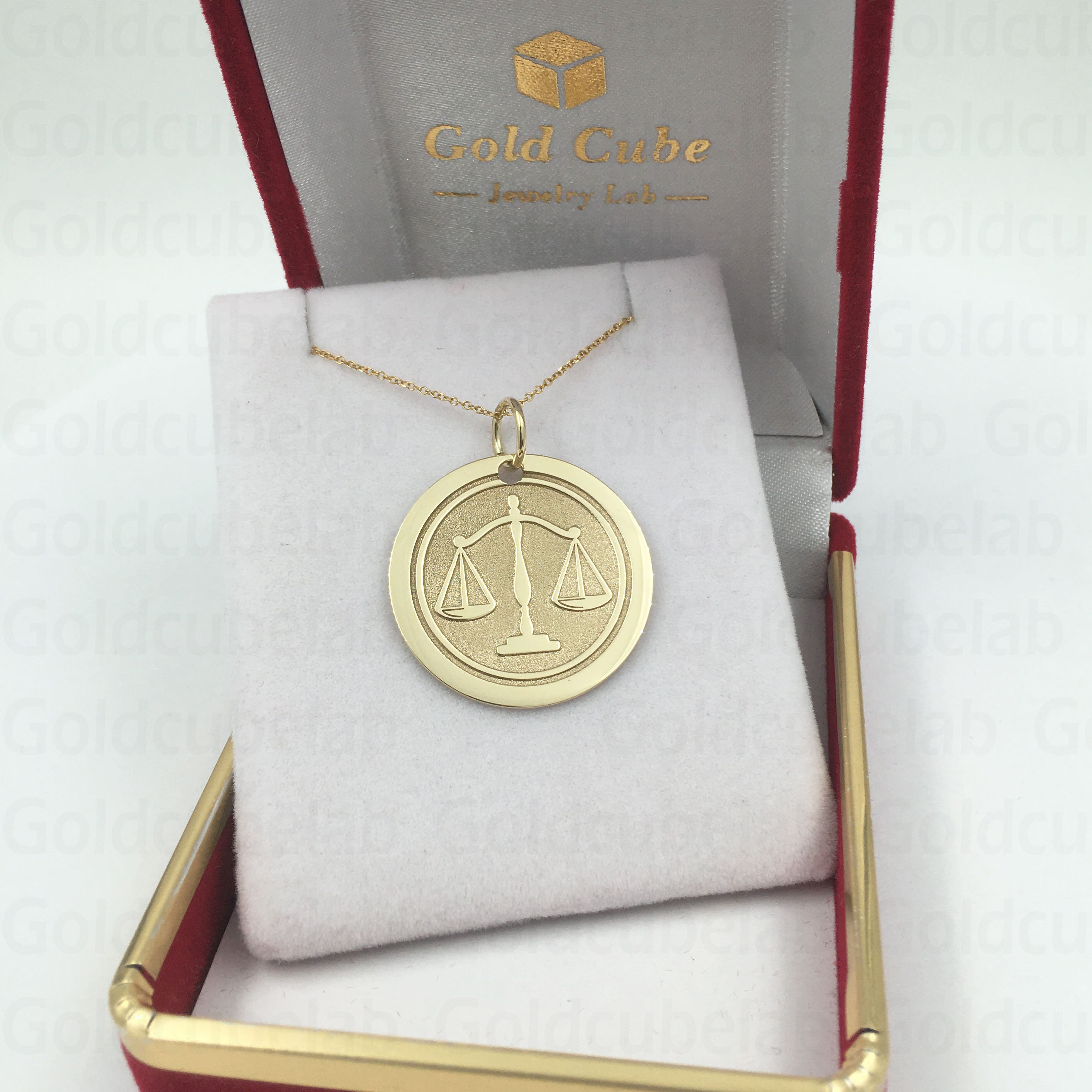 Real 14k Solid Gold Scale of Justice Necklace, Personalized Scale of ...