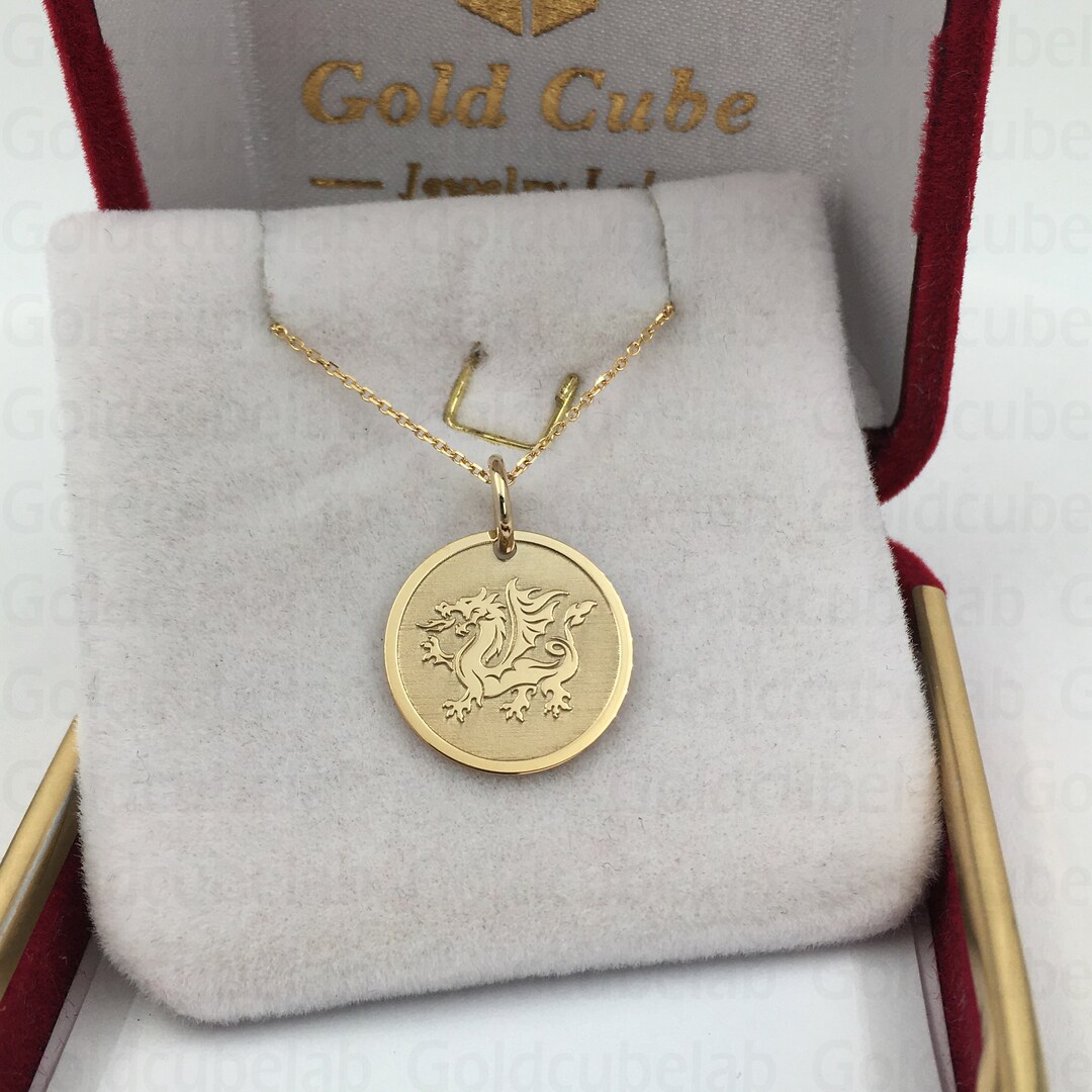 Real 14k Solid Gold Dragon Necklace, Personalized Dragon Pendant ...