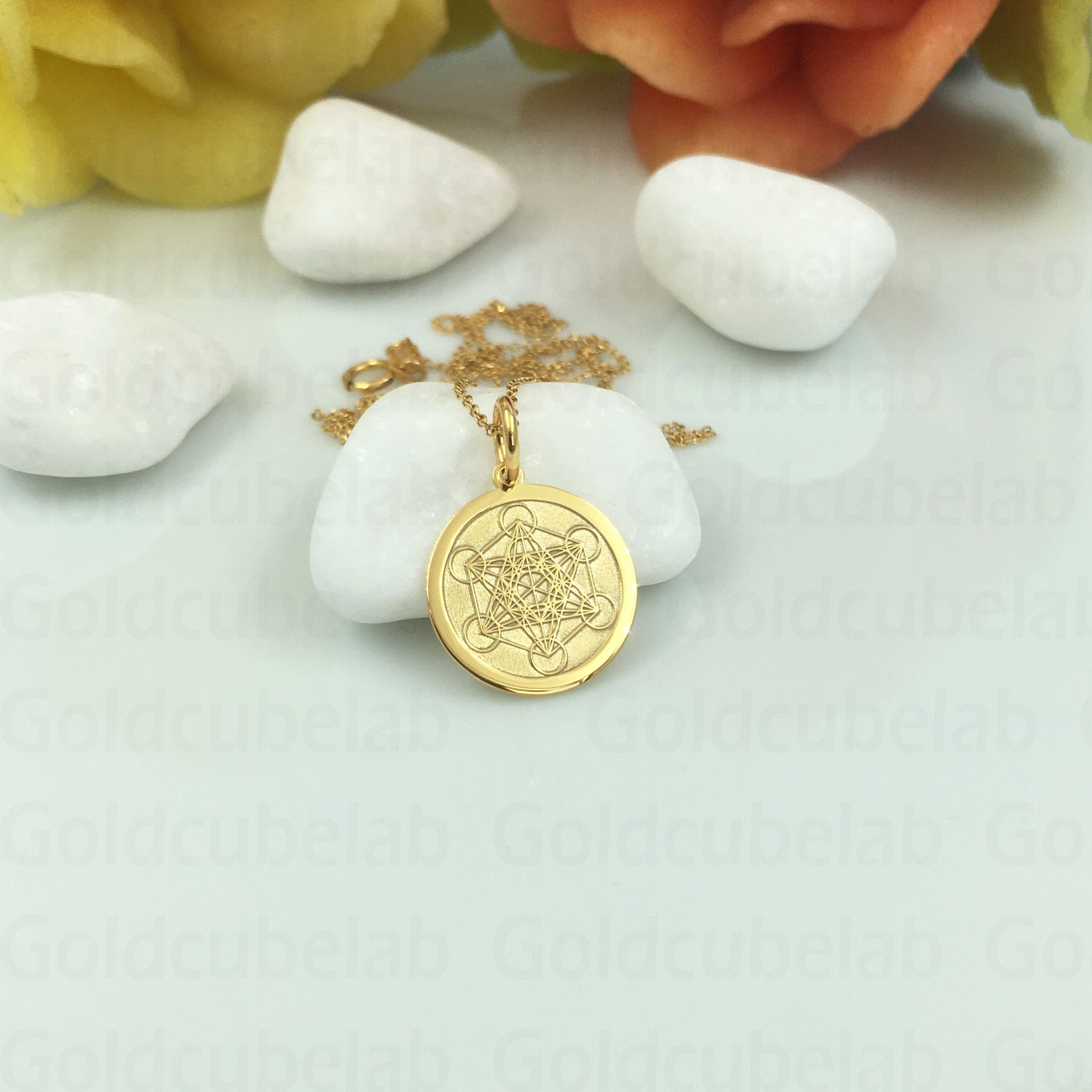 Real 14k Solid Gold Metatron Necklace Personalized Metatron - Etsy