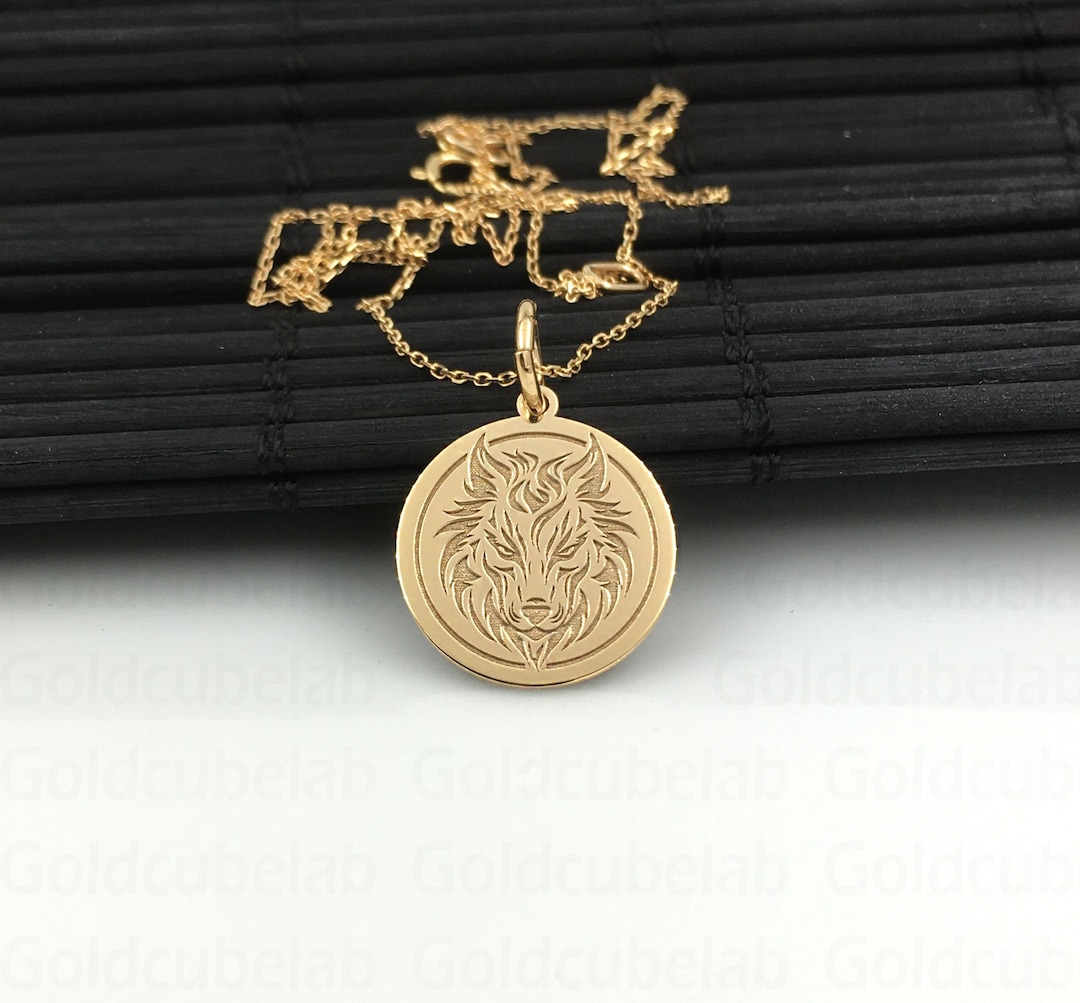 Real 14k Solid Gold Wolf Necklace, Personalized Wolf Pendant, Dainty ...