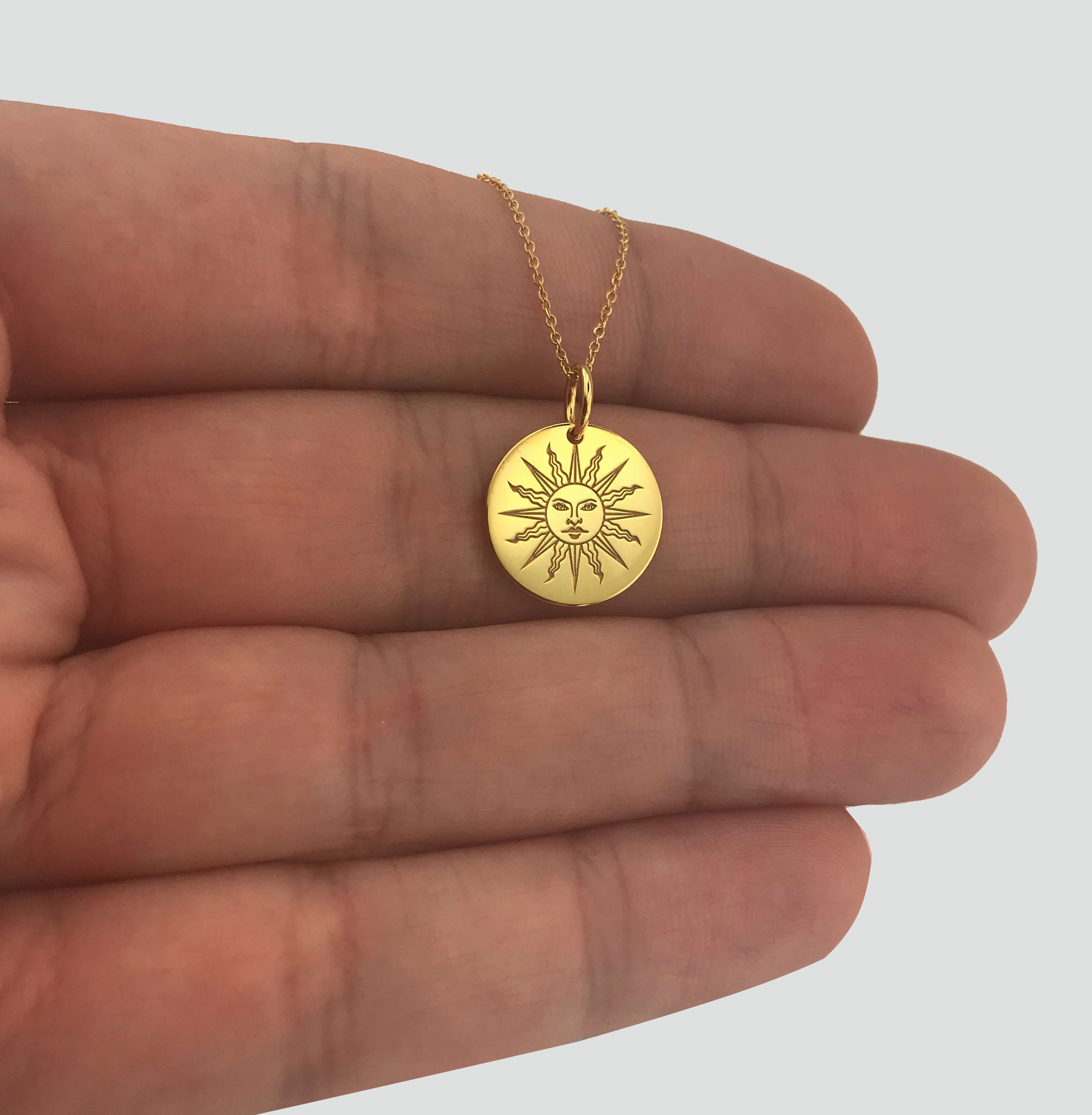 Real 14k Solid Gold Sun Necklace Personalized Gold Sun - Etsy Singapore