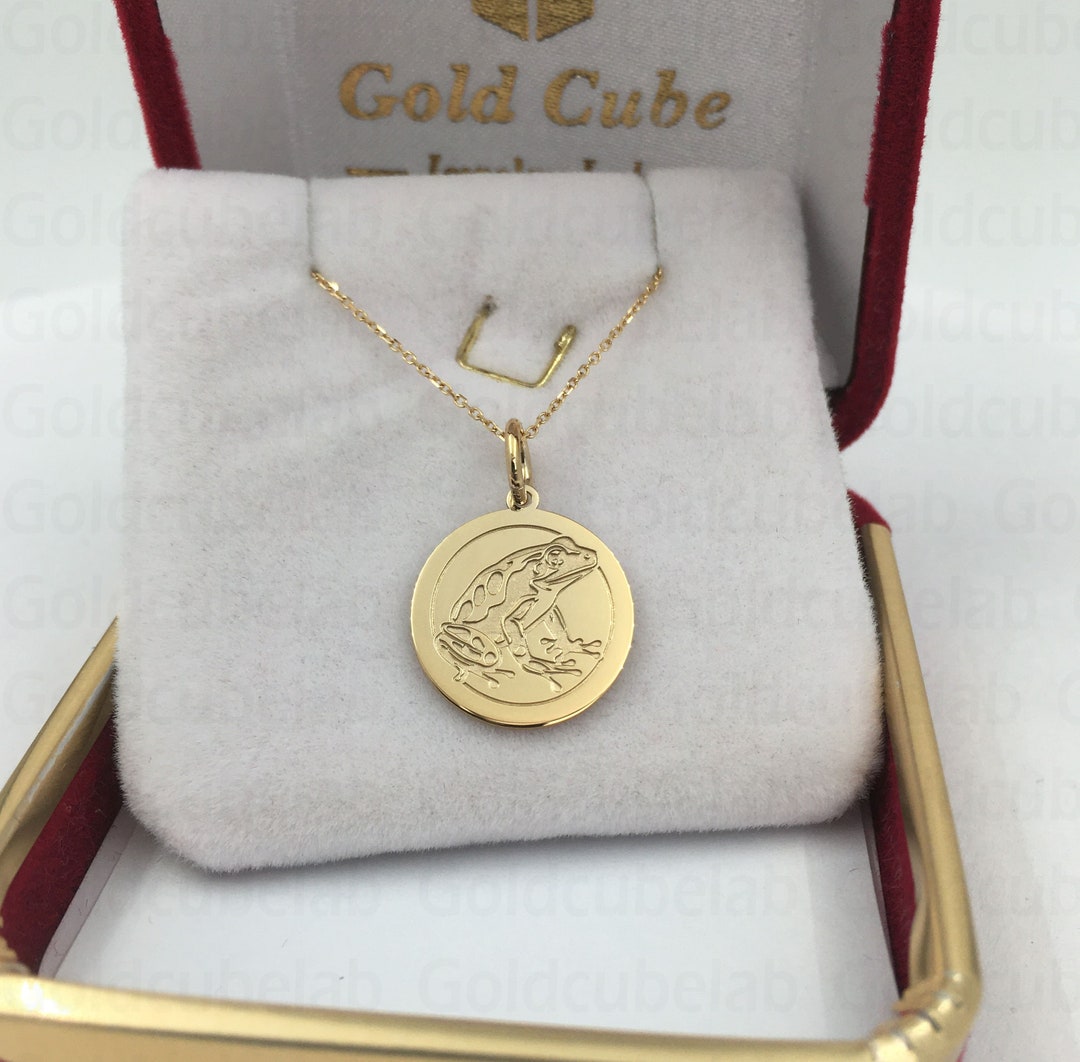 Real 14k Solid Gold Frog Necklace, Personalized Frog Pendant, Charm ...