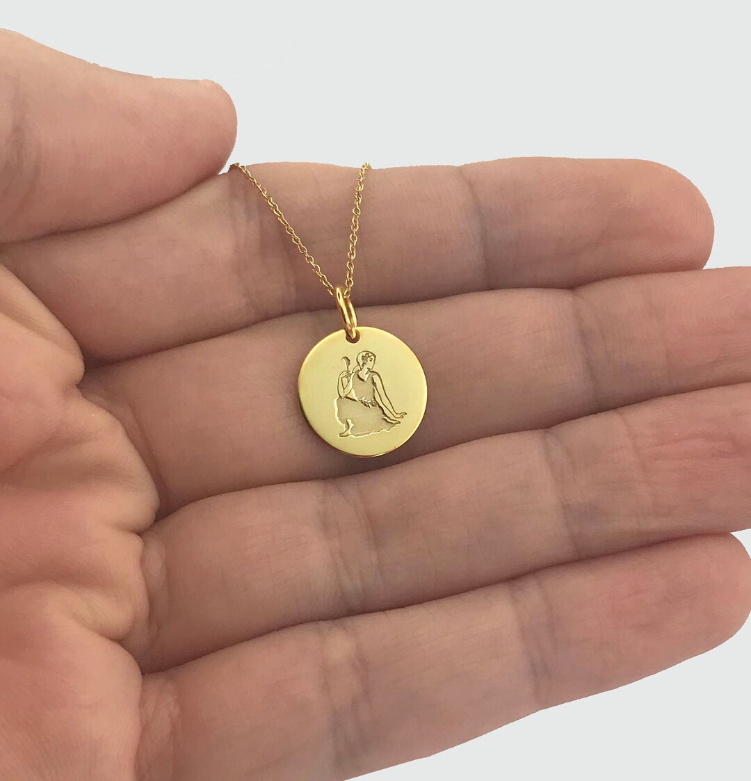 Real 14k Solid Gold Virgo Zodiac Necklace, Personalized Gold Virgo ...