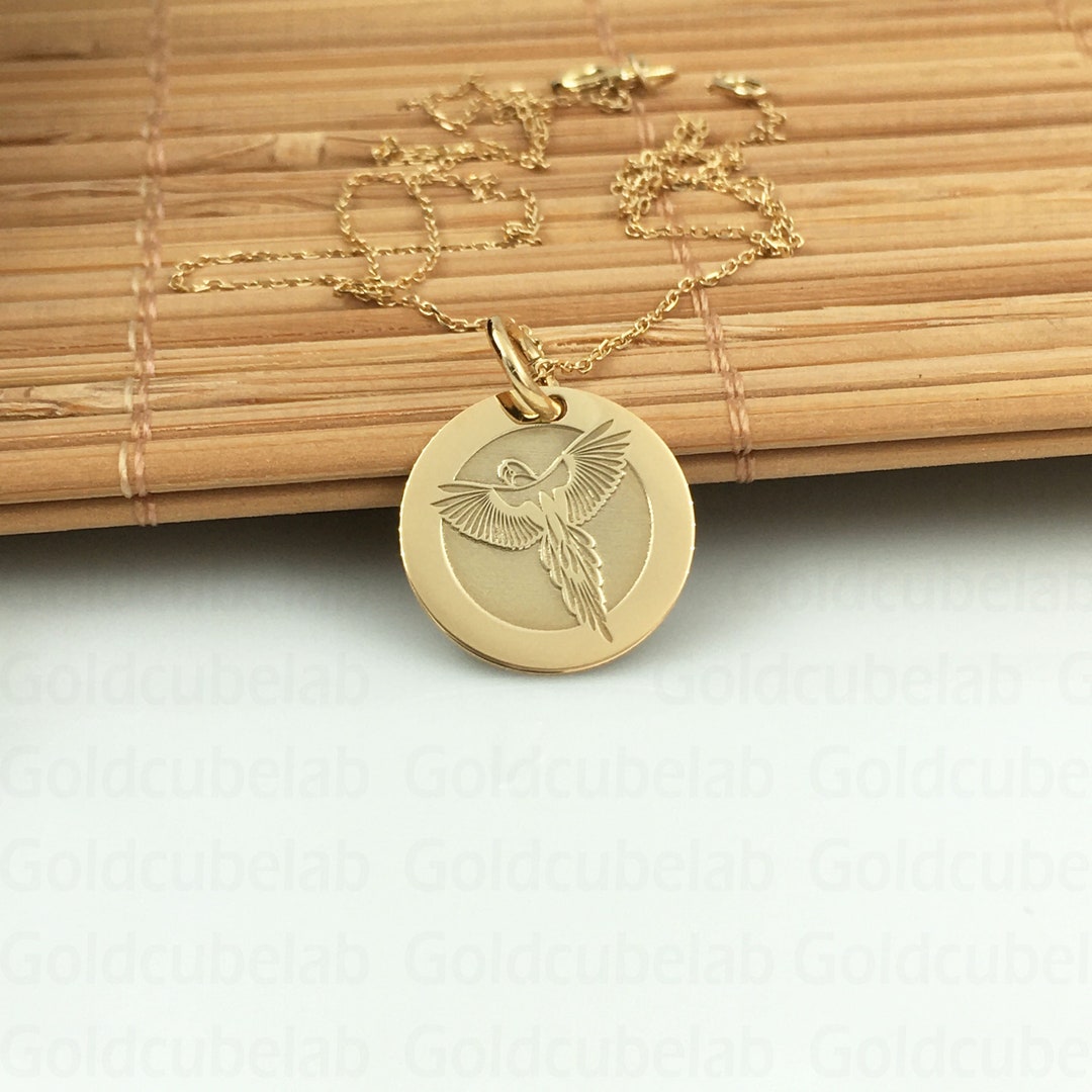 Real 14k Solid Gold Parrot Necklace, Personalized Gold Parrot Pendant ...