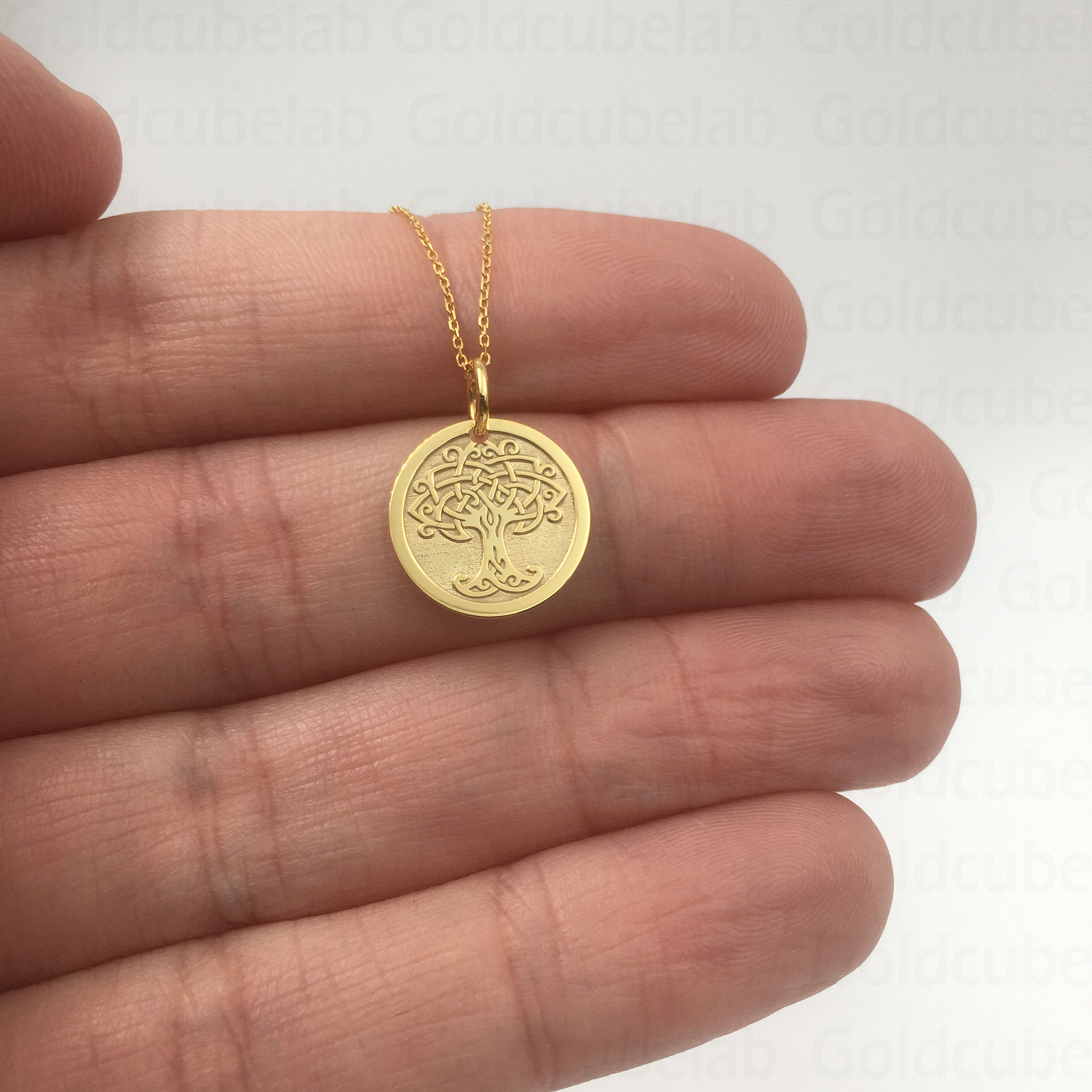 Real 14k Solid Gold Celtic Tree of Life Necklace Personalized - Etsy